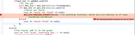 c no matching member for insert on unordered set stack overflow