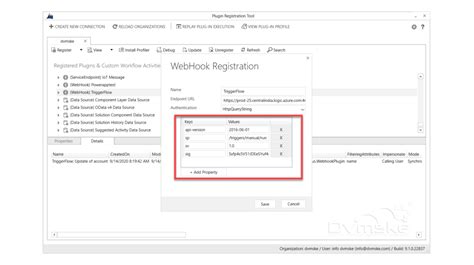 trigger power automate using webhook plugin registration tool and