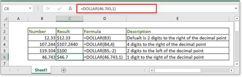 how to use the excel dollar function