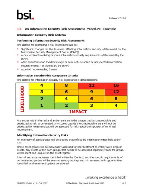 13 Information Security Risk Assessment Procedure Example Docx