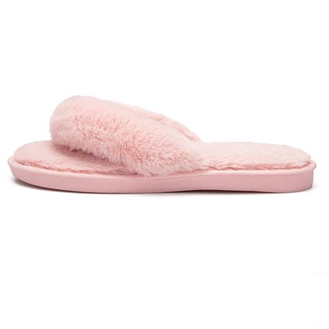 Womens Home Slippers Plush Flip Flops Cozy Memory Foam Spa Plush