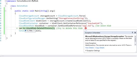 azure cloudblockblob deleteifexists does false always