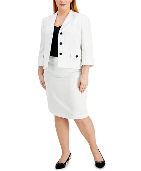 Le Suit Plus Size Three Button Skirt Suit Macys