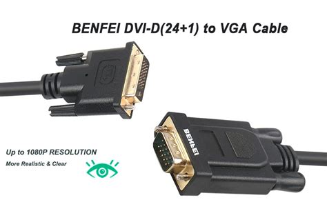 Active Dvi D To Vga Benfei Dvi D 24 1 To Vga 6 Feet Cable Male To Male