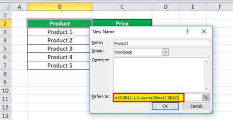 how to create dynamic tables in excel using table and offset function