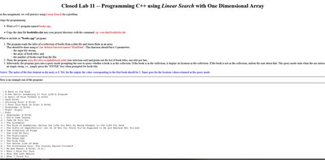 solved losed lab 11 programming c using linear search with one