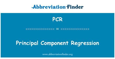 Pcr Definition Principal Component Regression Abbreviation Finder