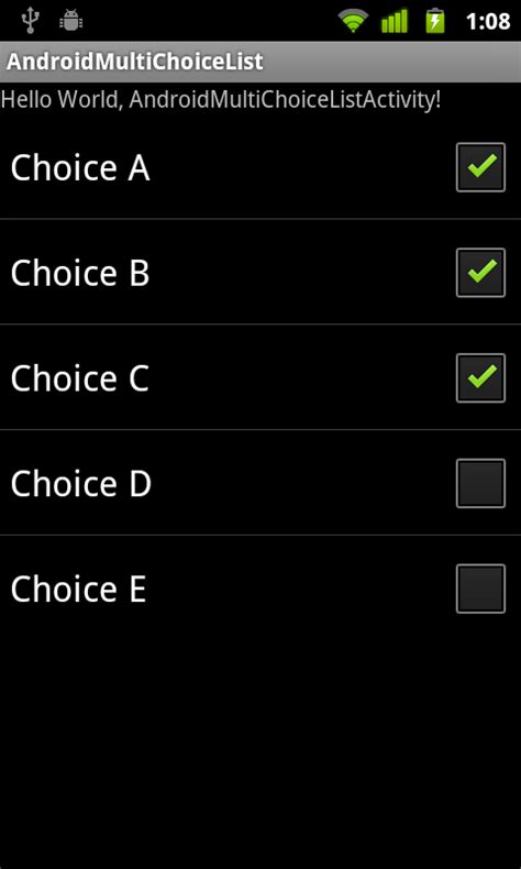 android er multi choice listview