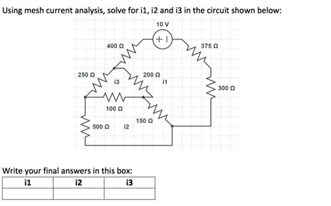 solved question using mesh current analysis solve for i1 i2 and