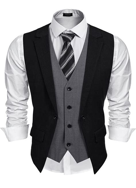 Coofandy Mens Formal Fashion Layered Vest Waistcoat Dress Suit Vests Ebay