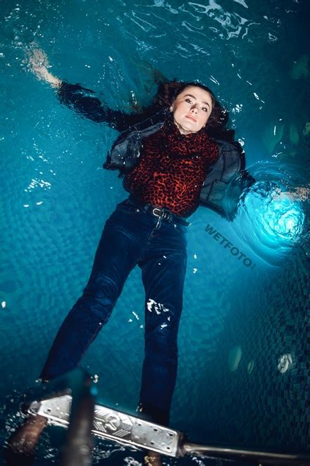 Fully Clothed Jeans Wetlook With Hot Girl In The Swimming Pool And