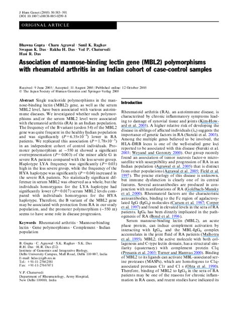Pdf Mannose Binding Lectin Defects And Autoimmune Diseases Marwa