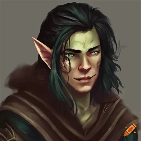 Portrait Of A Male Half Elf Rogue With Striking Features