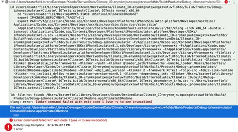 ios linker error unable to find file stack overflow