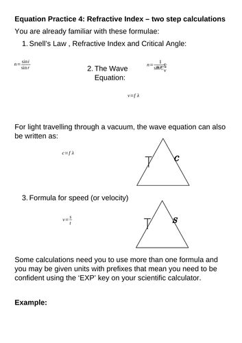 Btec Applied Science Level 3 Unit 1 Snells Law Refractive Index