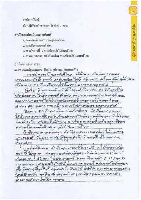 แบบบันทึกผลหลังการจัดกิจกรรมการเรียนการสอนตามแผนการจัดการเรียนรู้ การ