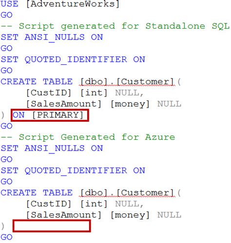 sql server generate database script for sql azure sql authority