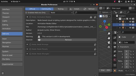 how can i install animation nodes in blender 3 0 · issue
