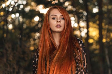 Wallpaper Women Martin K Hn Long Hair Redhead Portrait Trees