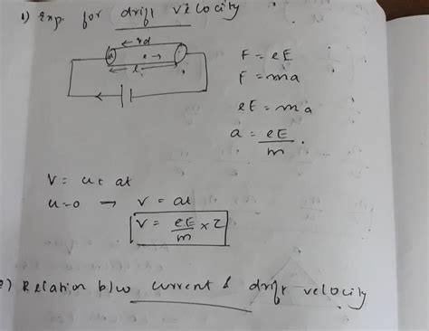 Define Drift Velocity And Derive Relation Between Current And Drift