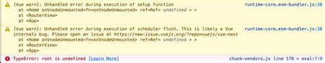 typeerror root is undefined from v4 composition api