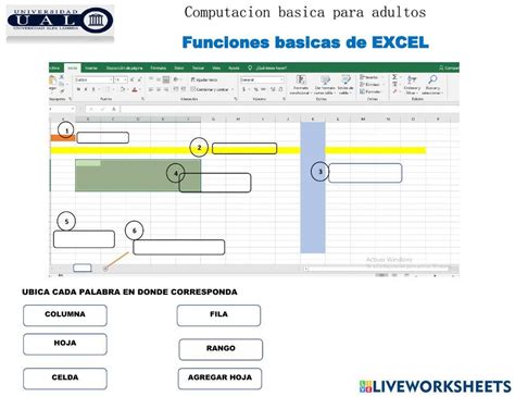 Funciones Básicas Excel Worksheet Live Worksheets