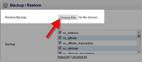 using the backup restore option in opencart 1 5 inmotion hosting