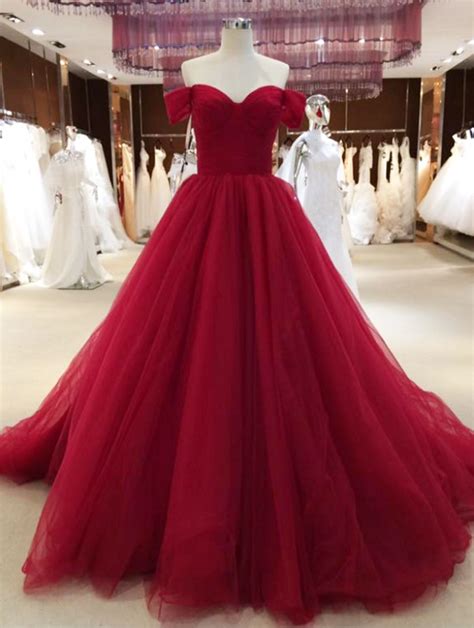Simple Burgundy Tulle Long Sweetheart Neckline Evening Dress With