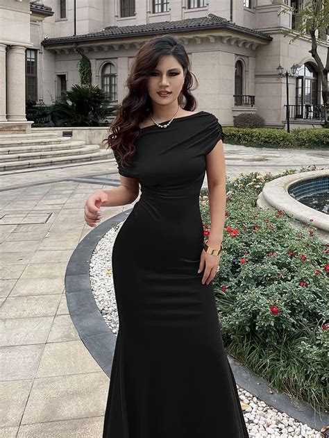 Ymduch Womens Elegant Sleeveless Off Shoulder Bodycon Long Formal