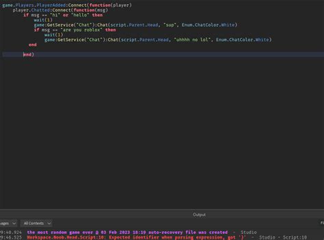 expected identifier when parsing expression got r robloxgamedev