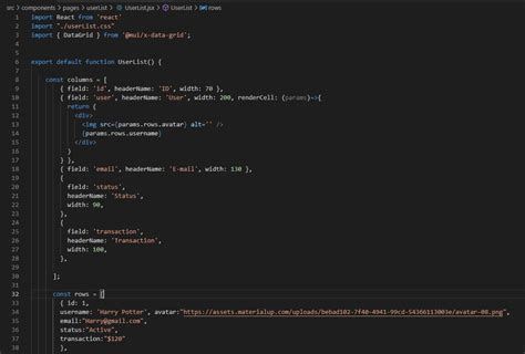 reactjs how to display image in a mui x data grid table stack