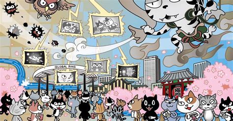 猫の風神と雷神が大空を駆ける！「taaf2023」きはらようすけによるメインビジュ公開（コメントあり） コミックナタリー