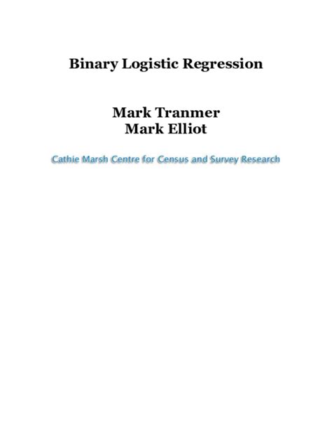 pdf binary logistic regression mark elliot