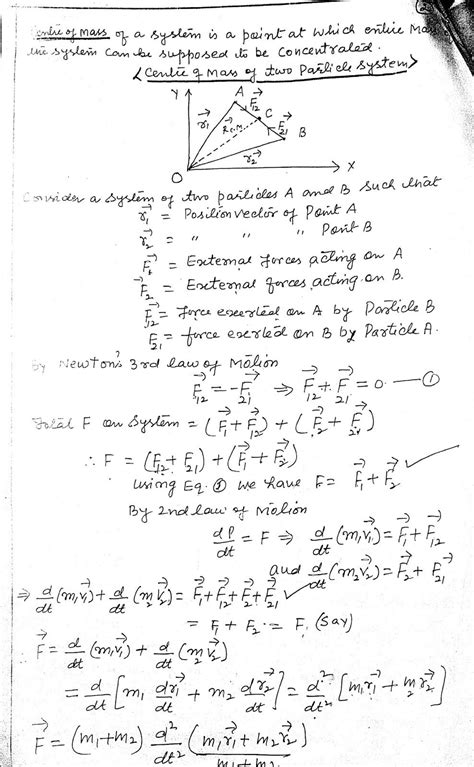 System Of Particle And Rotational Motion 11th Class Handwritten Notes