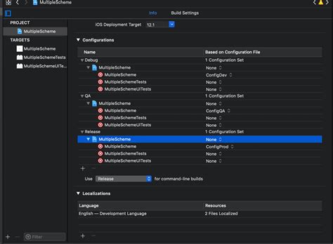 managing different environments using xcode build schemes and