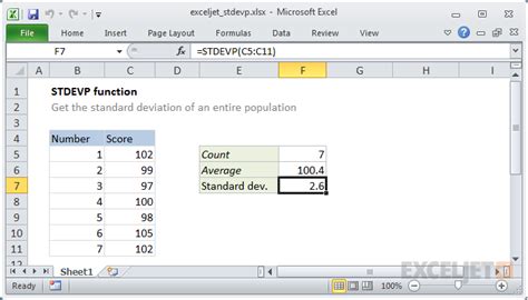 how to use the excel stdevp function exceljet