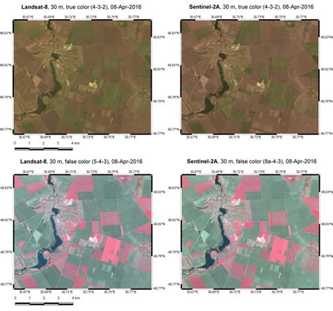 Examples Of Images Acquired By Landsat 8 Oli And Sentinel 2a Msi