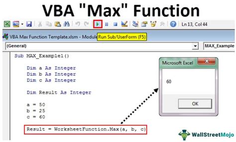 vba max function how to find maximum using max in excel vba