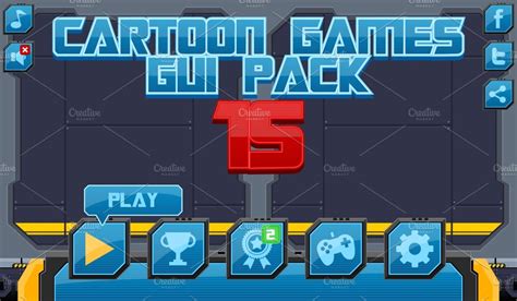 cartoon games gui pack 15 pre designed illustrator graphics