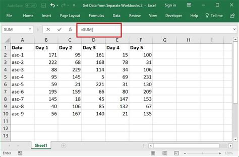 get data from separate workbooks in excel