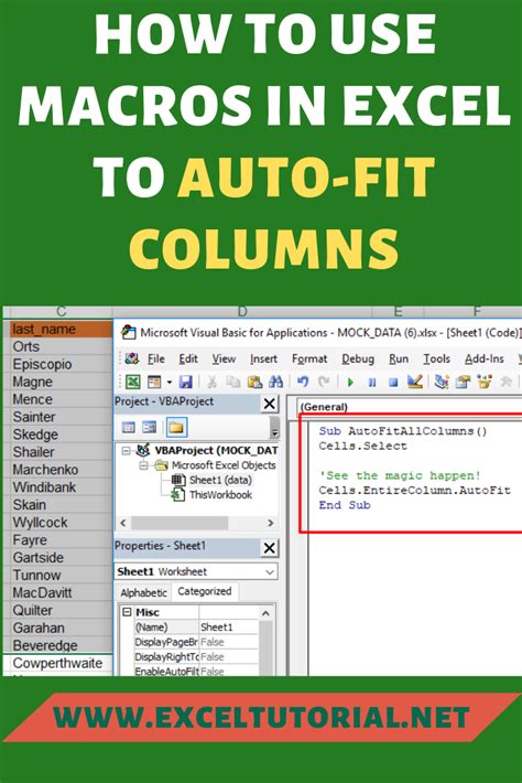 how to use macros in excel to auto fit columns excel tutorials
