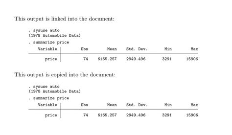 texdoc creating latex documents from within stata