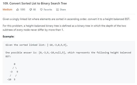 109 convert sorted list to binary search tree · leetcode