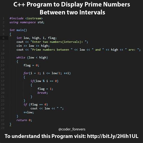 c program to display prime numbers between two intervals