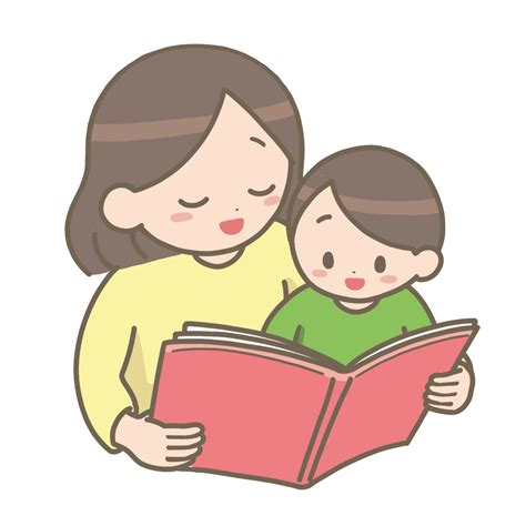 本を読み聞かせしているお母さんと子どものイラスト（バストアップ）🎨【フリー素材】｜看護roo [カンゴルー]