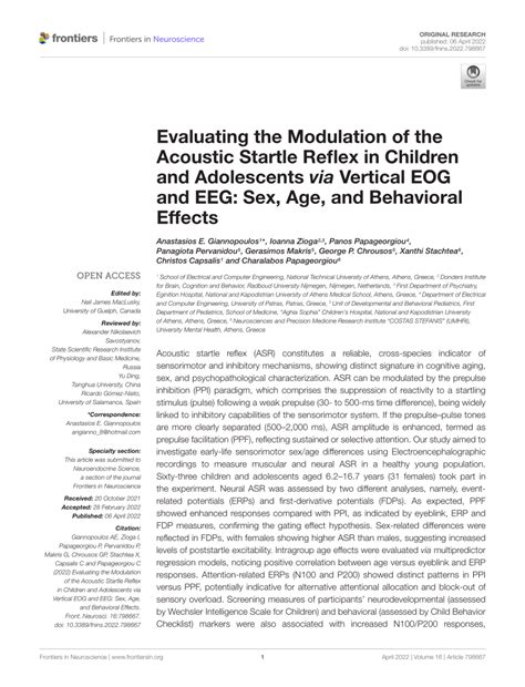 Pdf Evaluating The Modulation Of The Acoustic Startle Reflex In