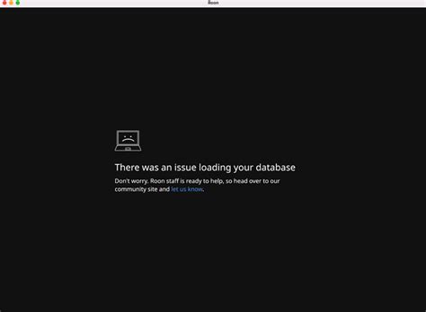 error loading database message support roon labs community