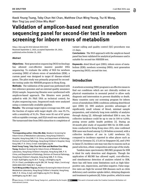 Pdf Validation Of Amplicon Based Next Generation Sequencing Panel For