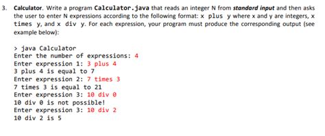 solved 3 calculator write a program calculator java that