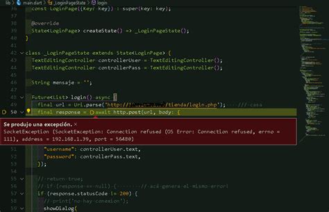 flutter interceptar el servidor caido stack overflow en español